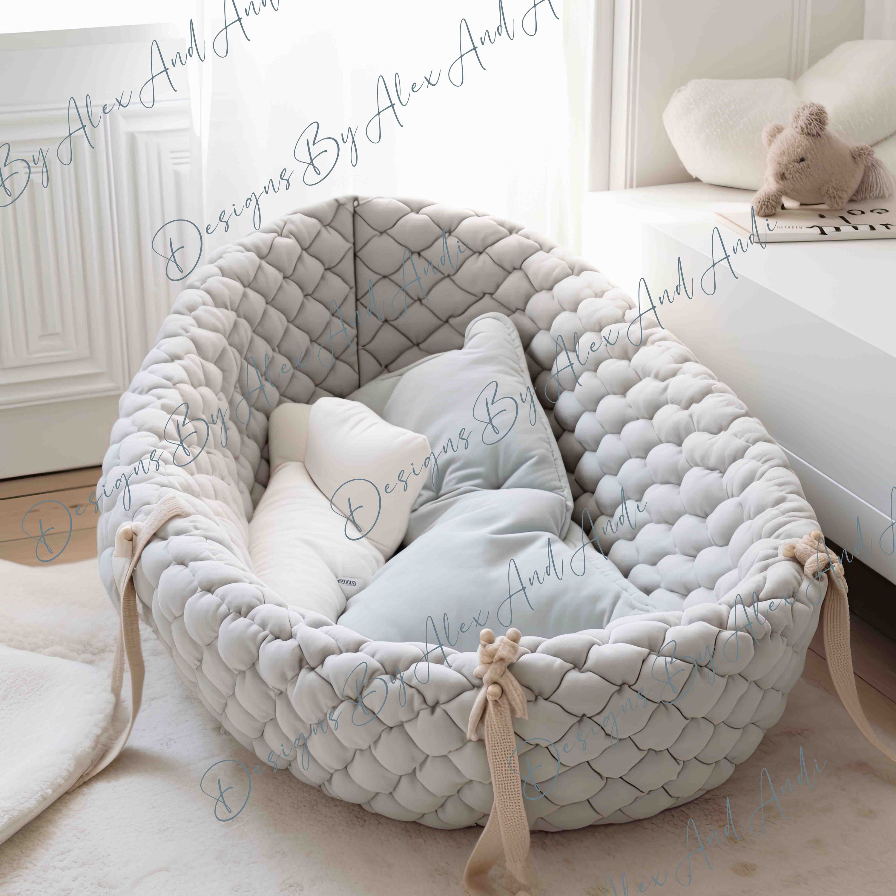 Newborn Nest Pillow Backdrop Digital Background Photo Shoot Studio Baby ...