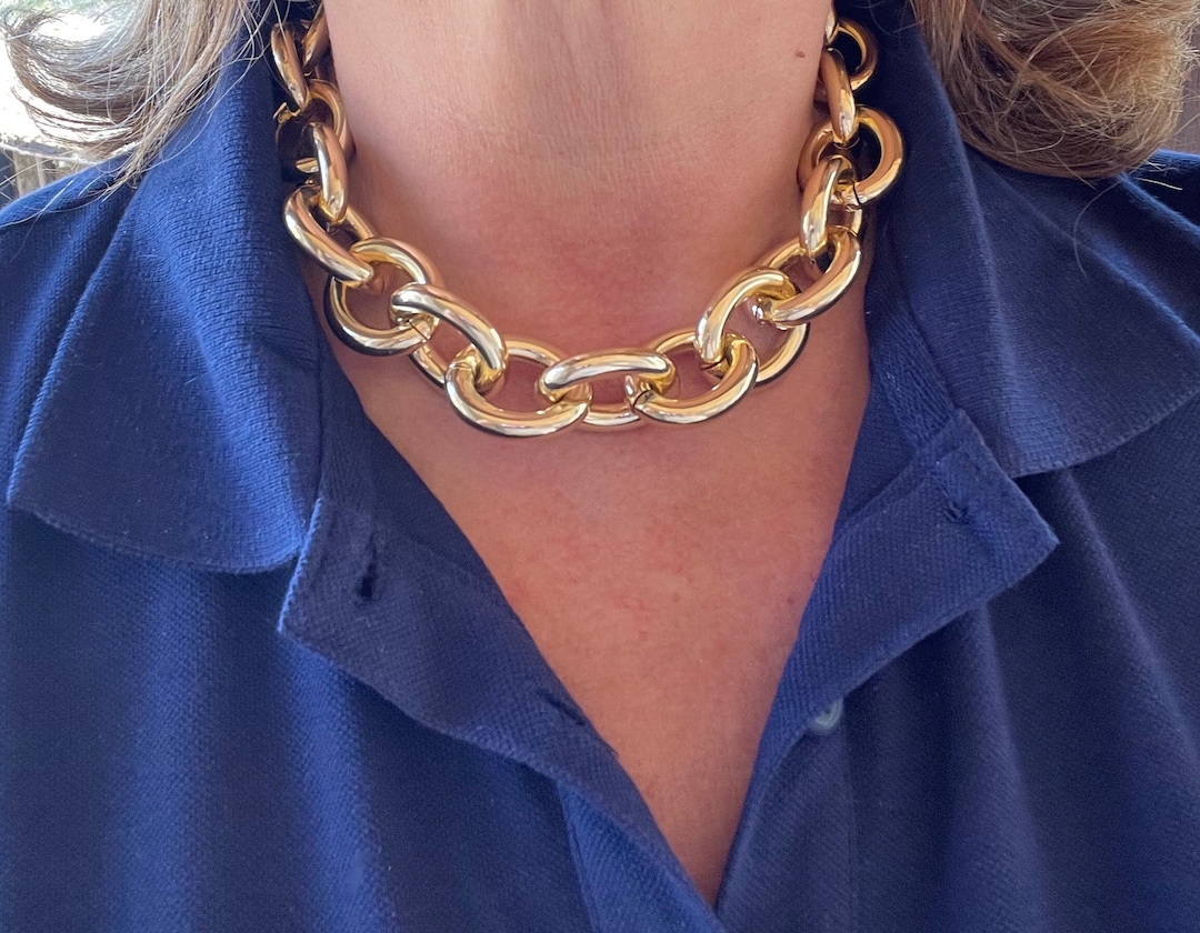 Large Lightweight Choker Necklace, Aluminium Chain Necklace, Silver or ...