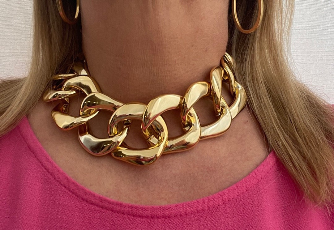 Oversize Choker Silver, XXL Aluminium Chain Necklace, Great Link Chain ...