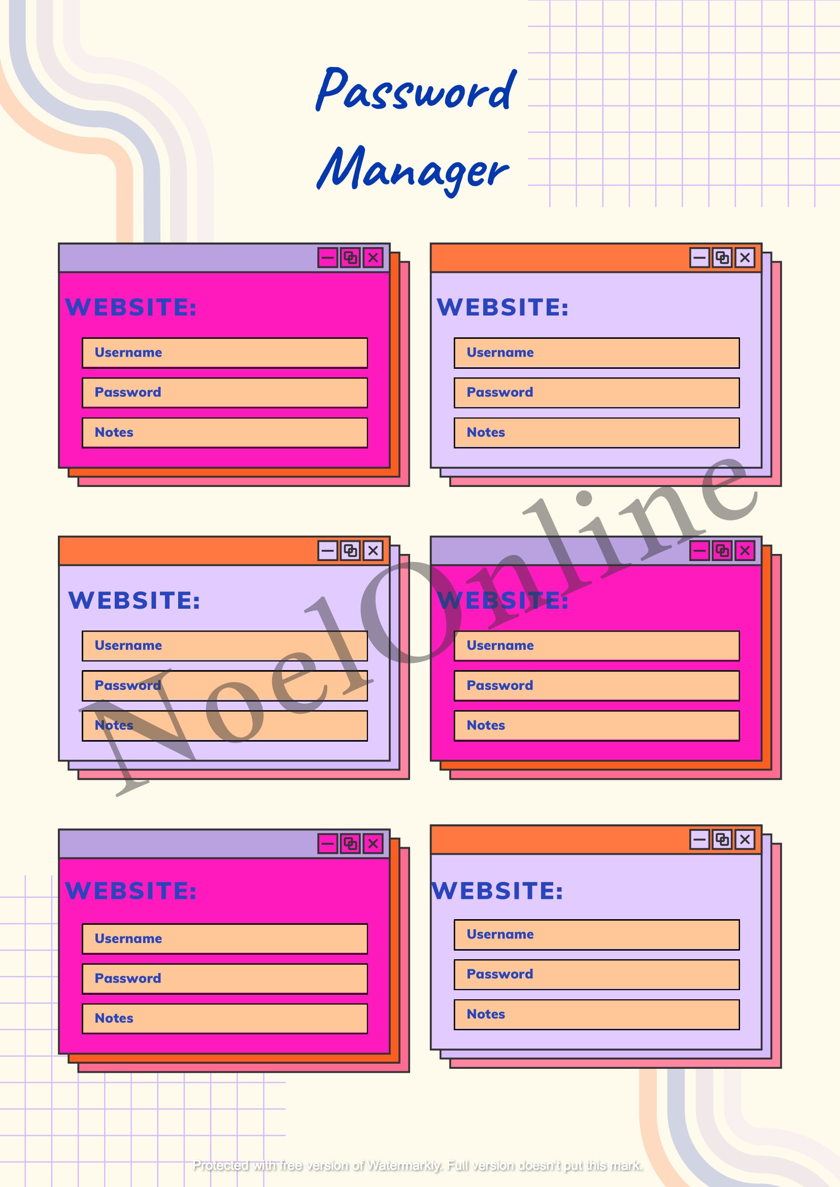Printable Retro Password Tracker, Digital Password Manager, Instant ...