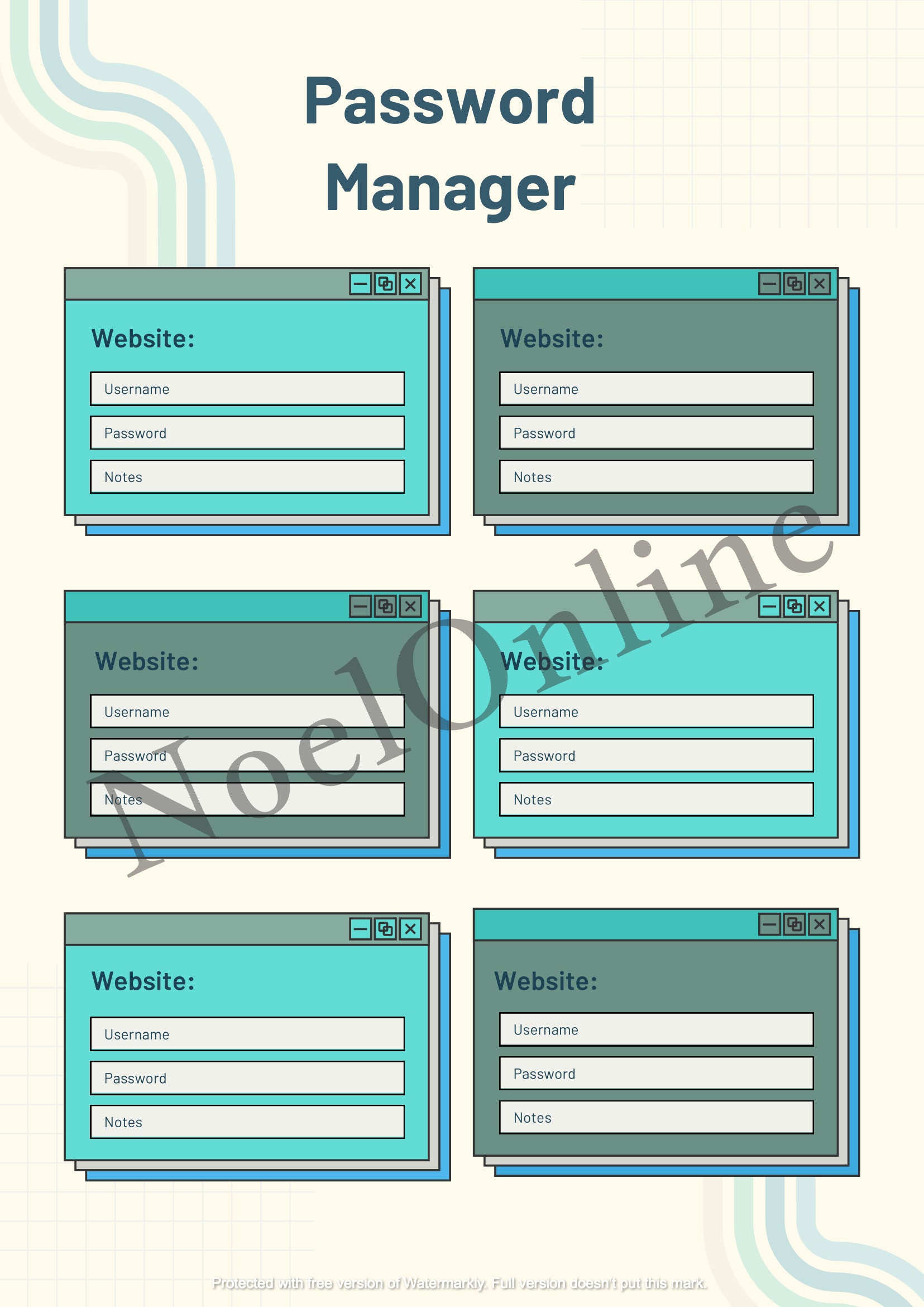 Printable Retro Password Tracker, Digital Password Manager, Instant ...