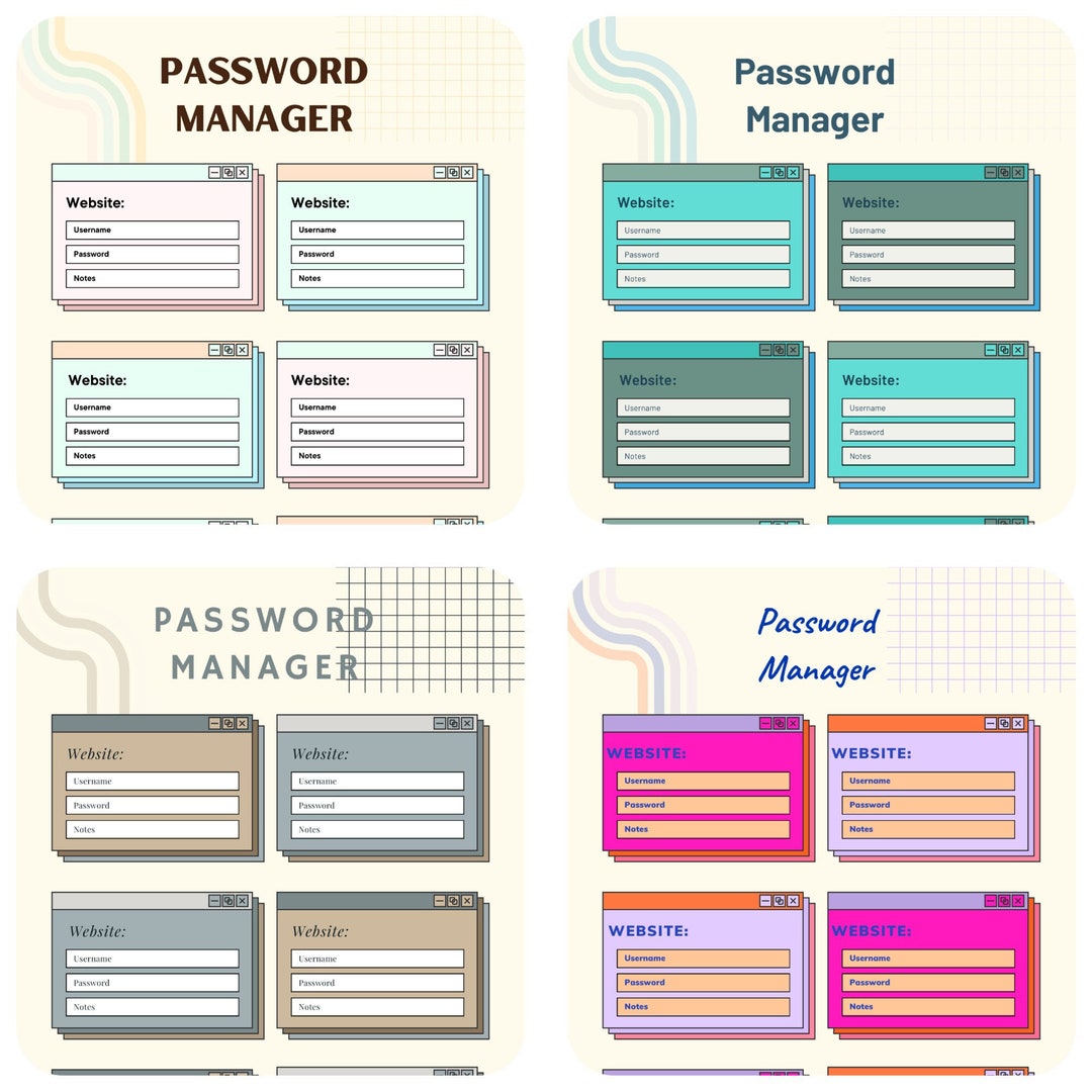 Printable Retro Password Tracker, Digital Password Manager, Instant ...