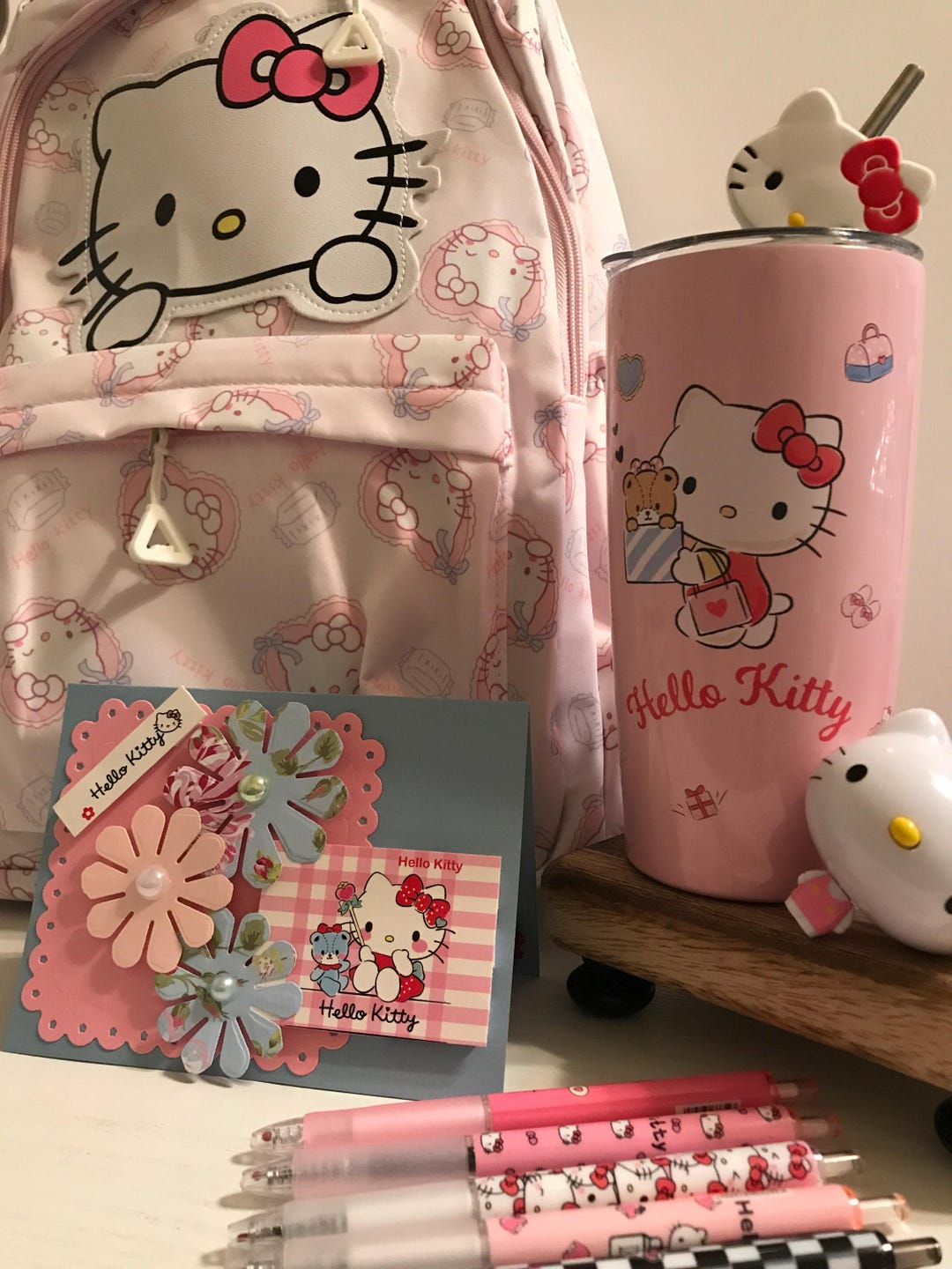 Hello Kitty Book Bag Gift in a BOX Book Bag Metal Thermal Tumbler Hello ...