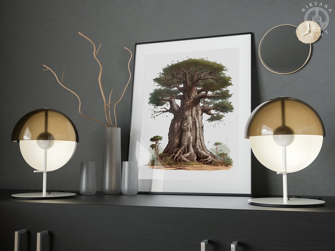 Digital Illustration of a Baobab Tree With Deep Roots - Etsy