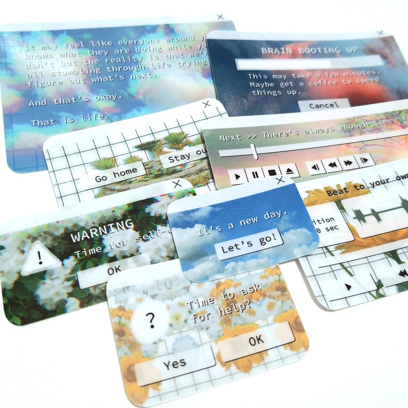 Motivational Pop-ups Sticker Pack | Vaporwave PC Window Stickers - Etsy