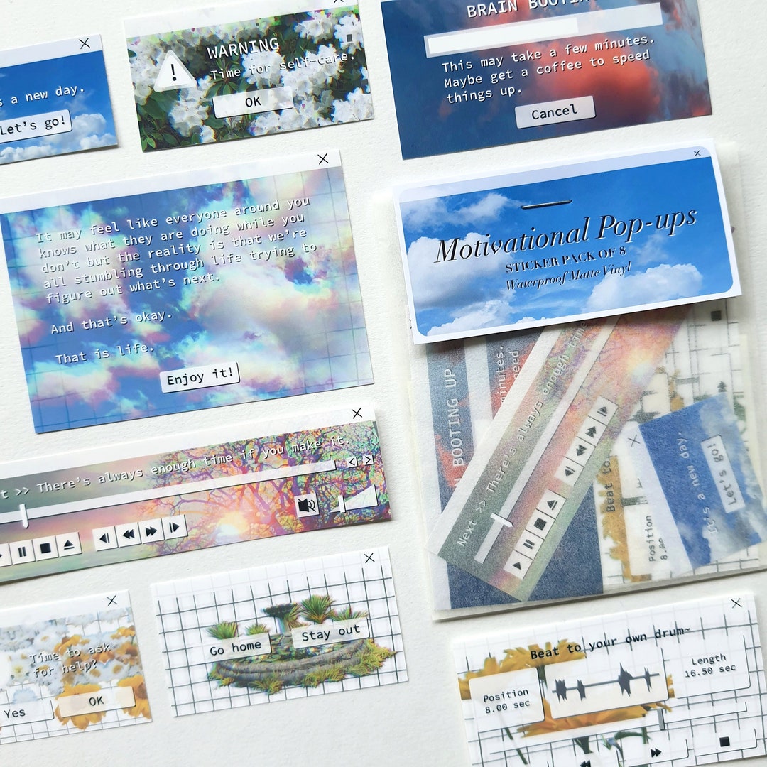 Motivational Pop-ups Sticker Pack | Vaporwave PC Window Stickers - Etsy
