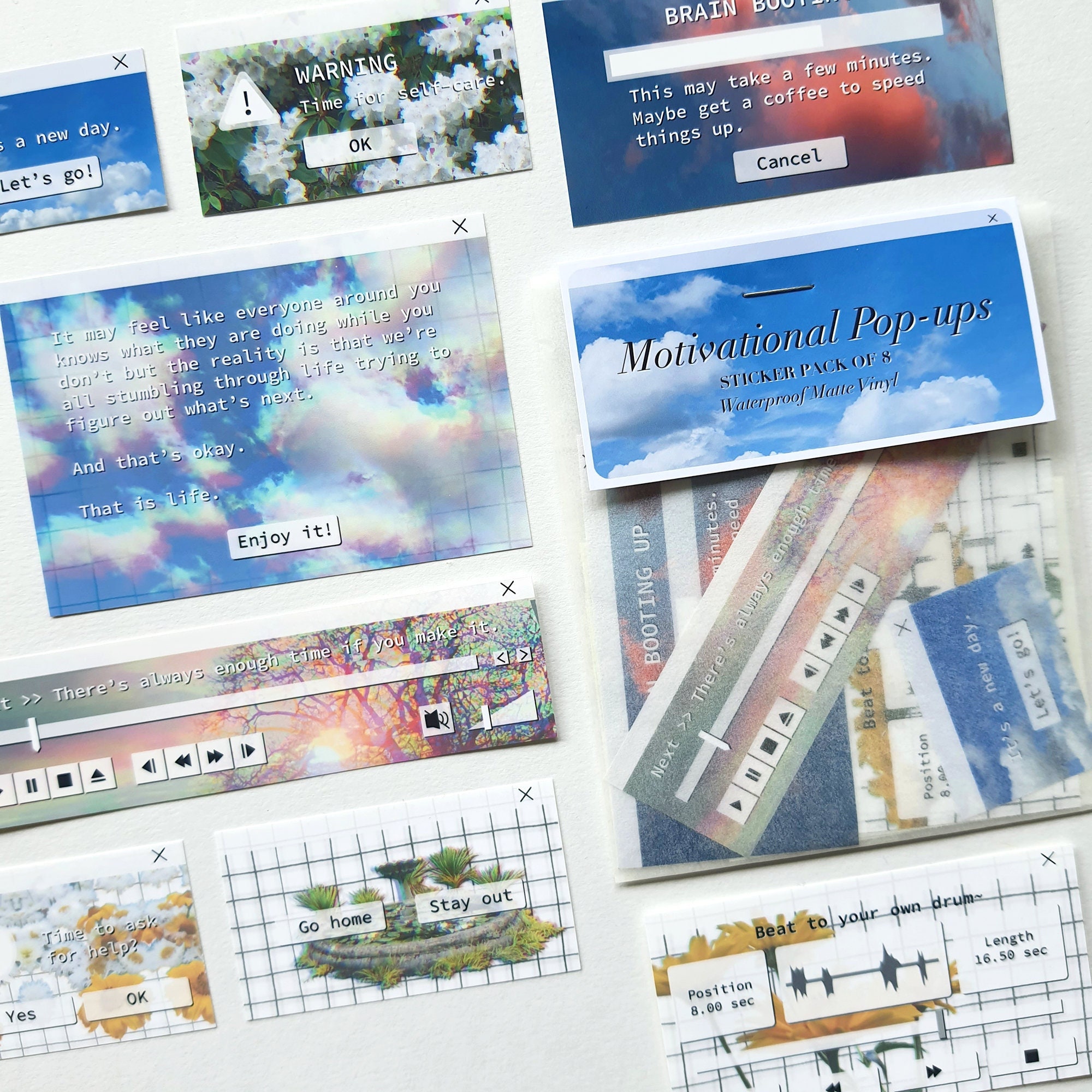 Motivational Pop-ups Sticker Pack | Vaporwave PC Window Stickers - Etsy