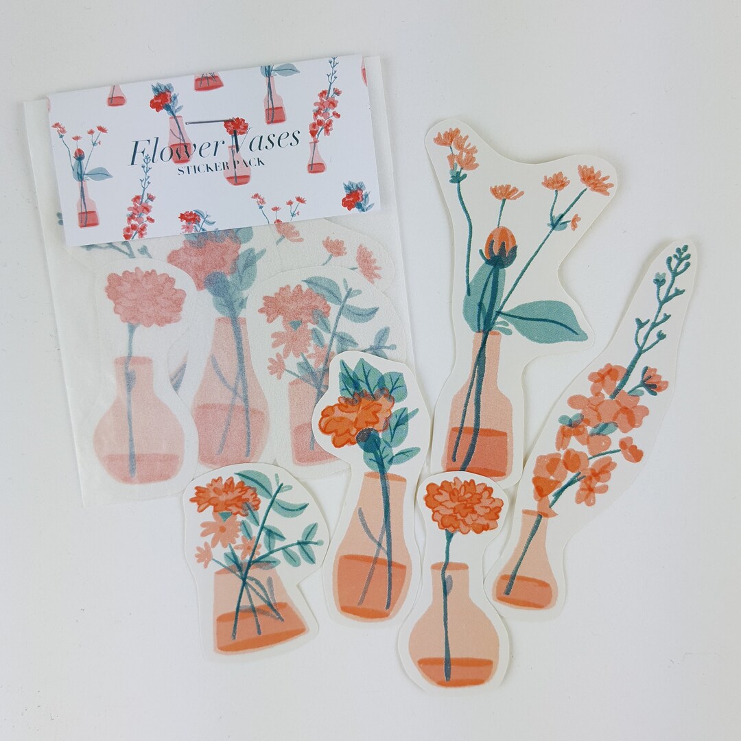 Flower Vases Sticker Pack - Etsy