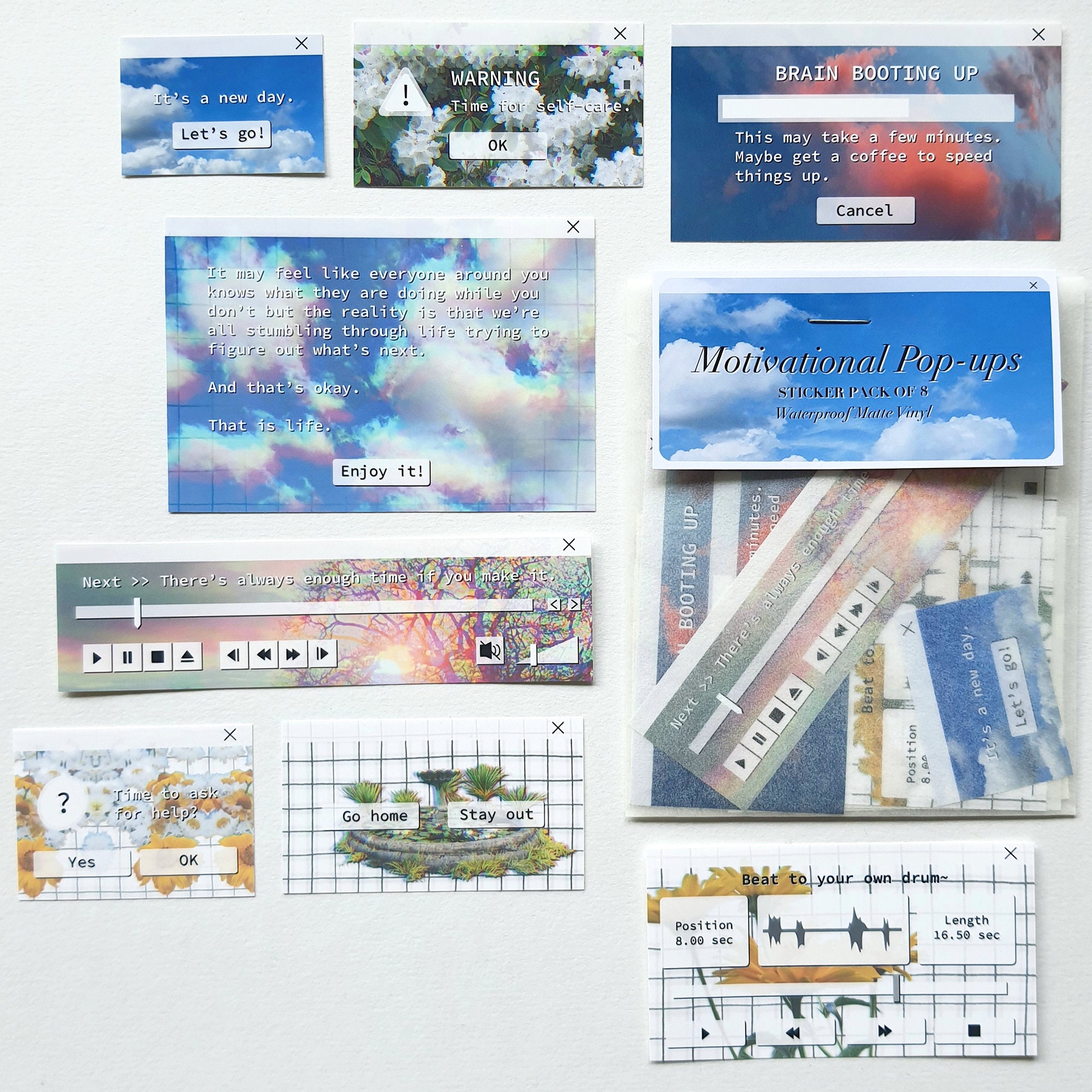 Motivational Pop-ups Sticker Pack | Vaporwave PC Window Stickers - Etsy