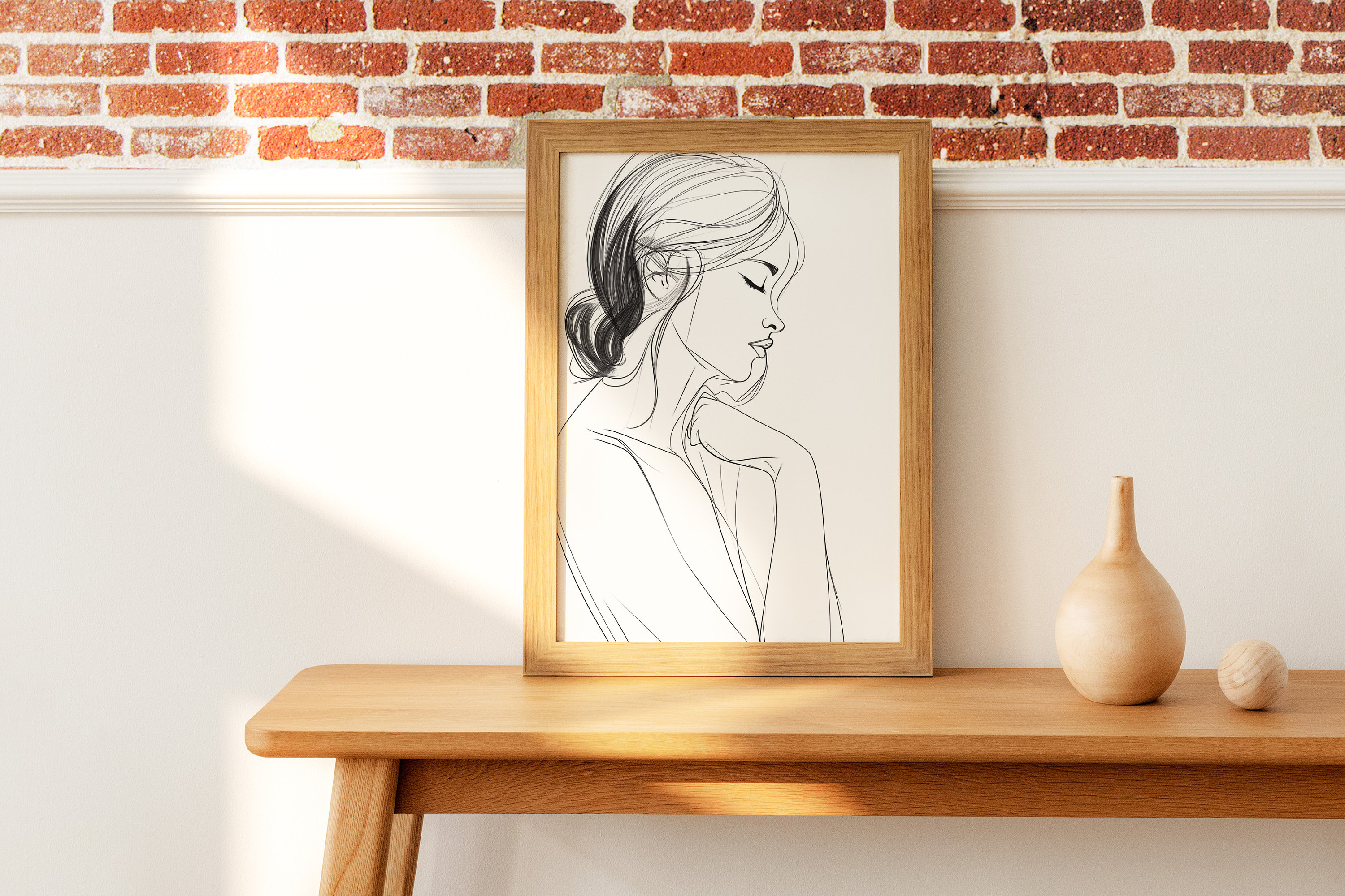 Minimalist Sketch of a Beautiful Woman Home Decor Beautiful Woman Art ...