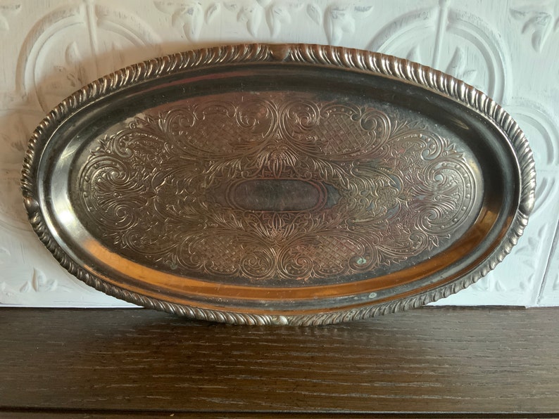 Vintage E.P on Copper Small Hostess Plate, Silver Plated Serving Tray ...