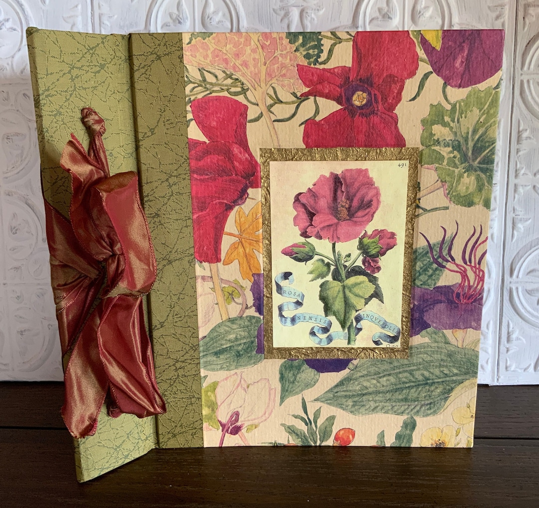 Vintage Botanical Photo Album, Floral Scrapbook Keepsake Book, Wedding ...