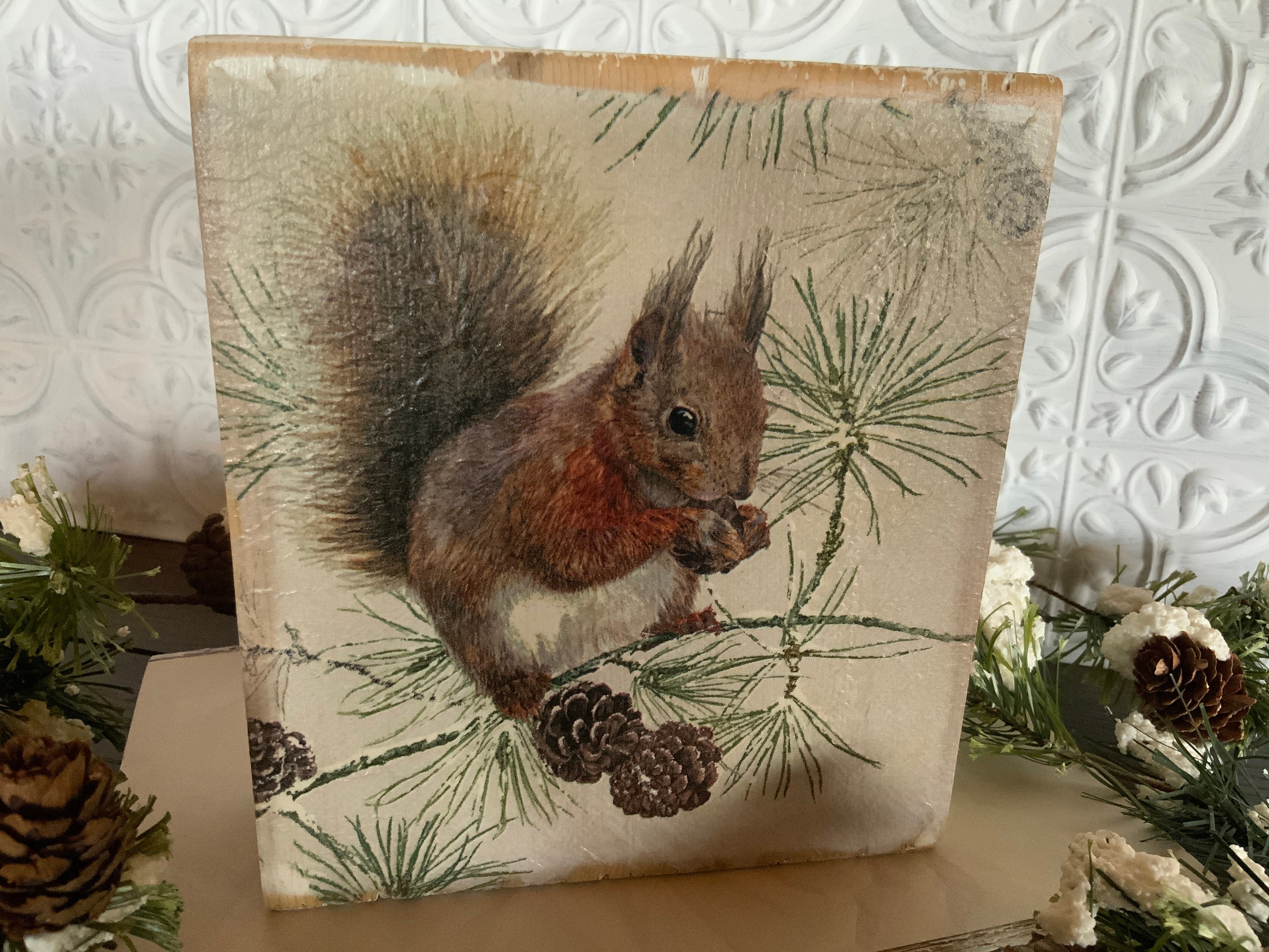 Squirrel Small Shelf Sitter, Farmhouse Decor, Christmas Decor, Holiday ...