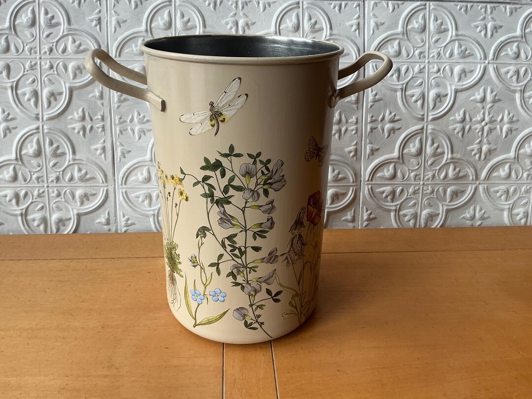 Wildflower Utensil Holder Flower Bucket, Table Centerpiece, Botanical ...