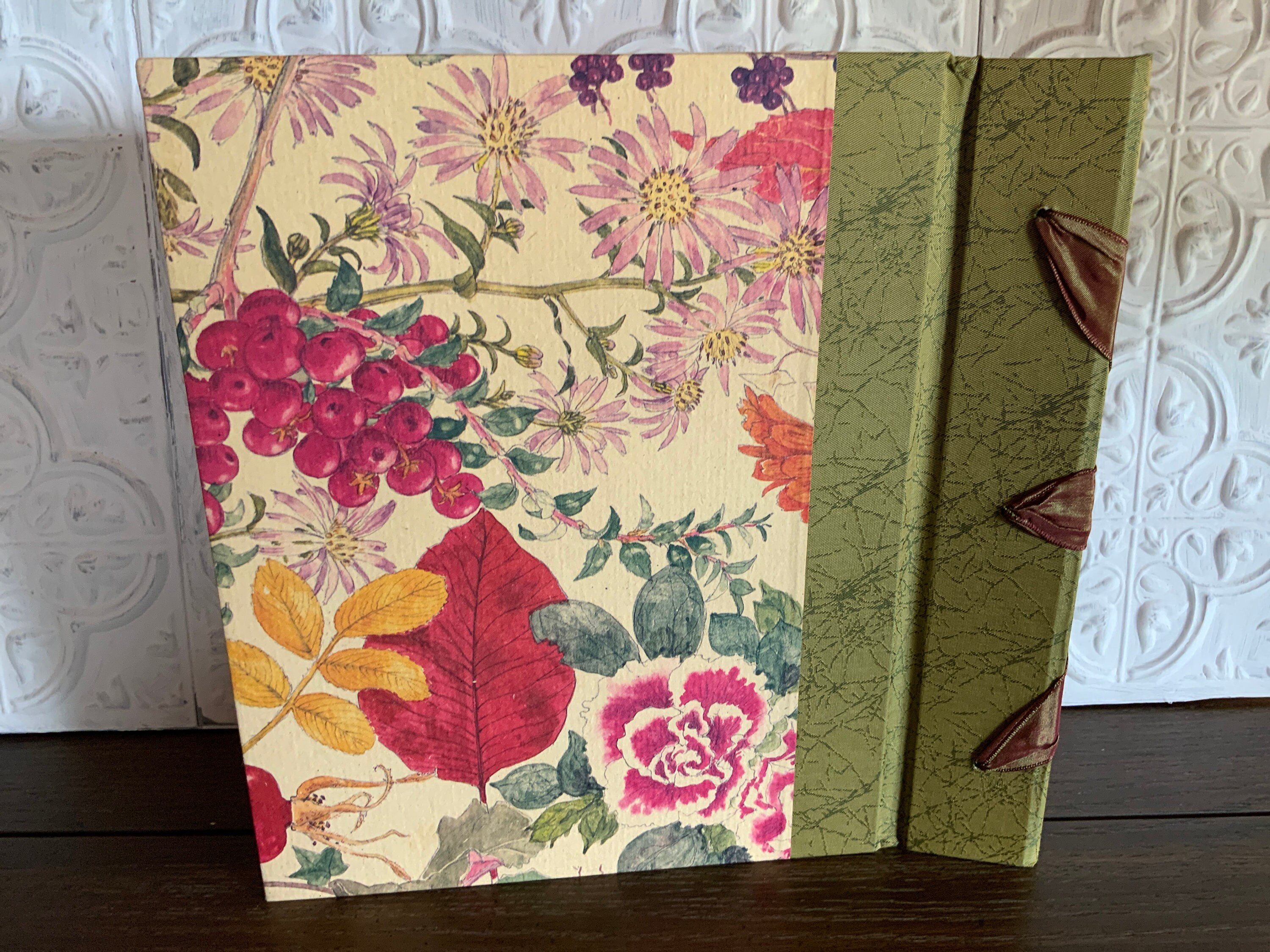 Vintage Botanical Photo Album, Floral Scrapbook Keepsake Book, Wedding ...