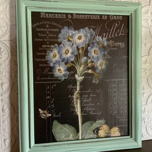 Botanical Blue Primrose Wall Art, Framed Art, Farmhouse Decor, French ...