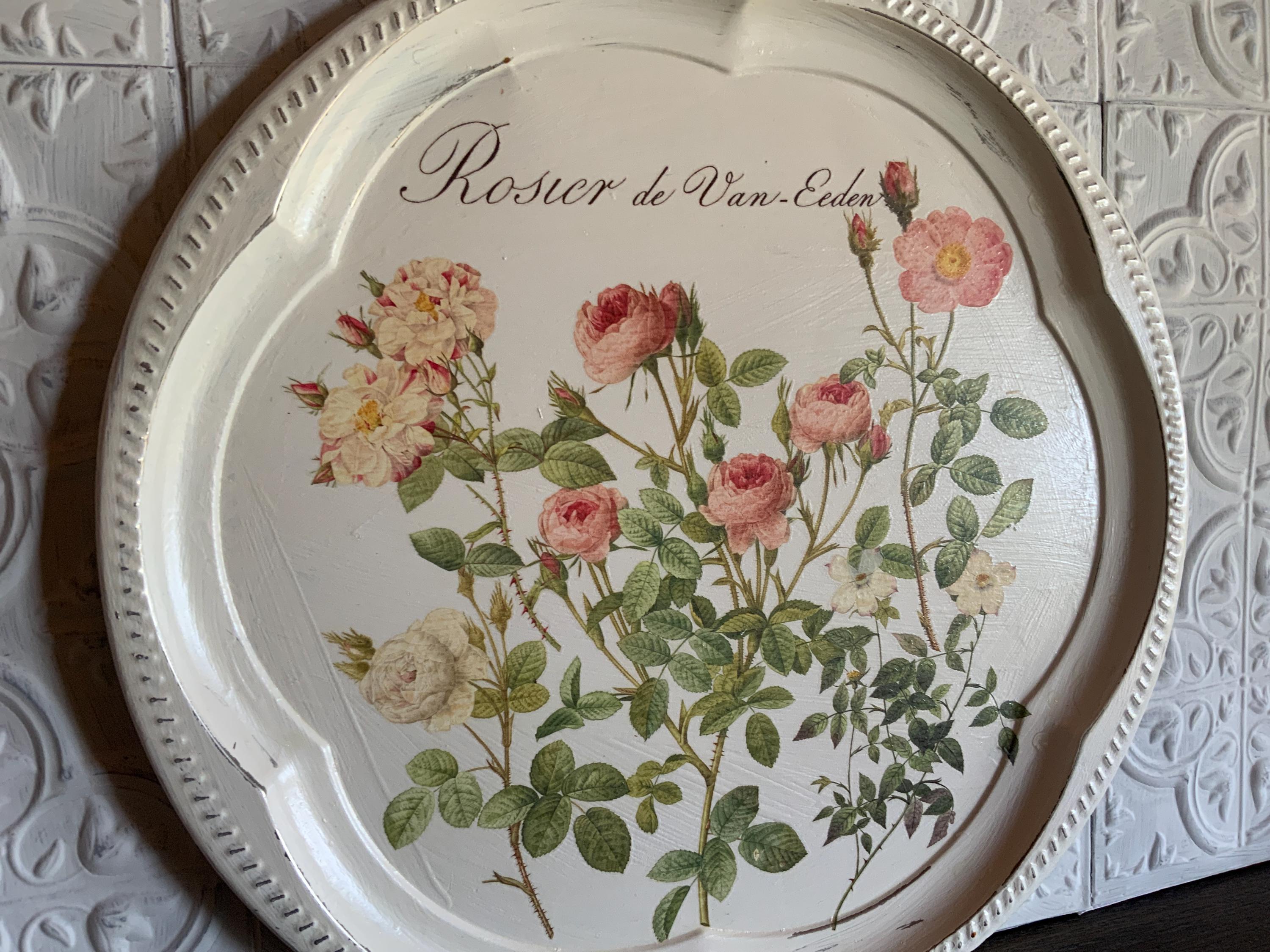 Botanical Roses Floral Decorative Tray, French Country Shabby Chic ...