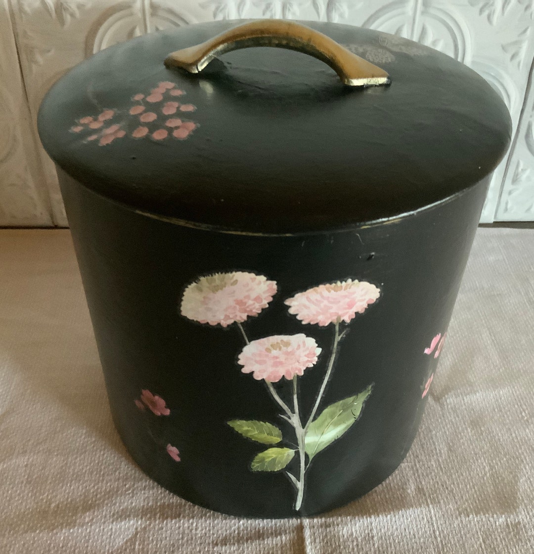 Botanical Floral Storage Canister, Bath and Bedroom Decor, Cottage ...