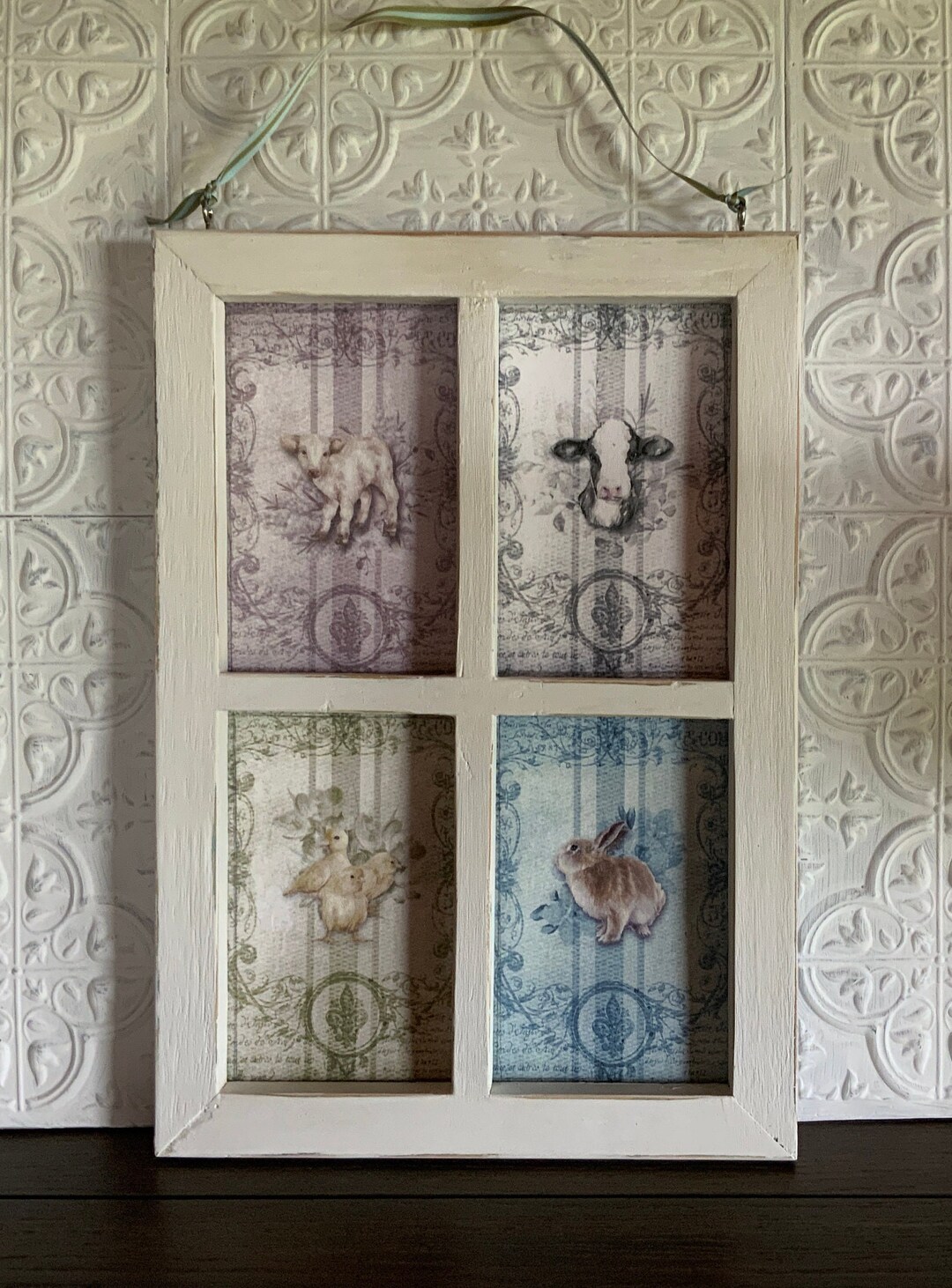 Farm Animals Grain Sack Wall Hanging, Nursery Farmhouse Decor, French ...