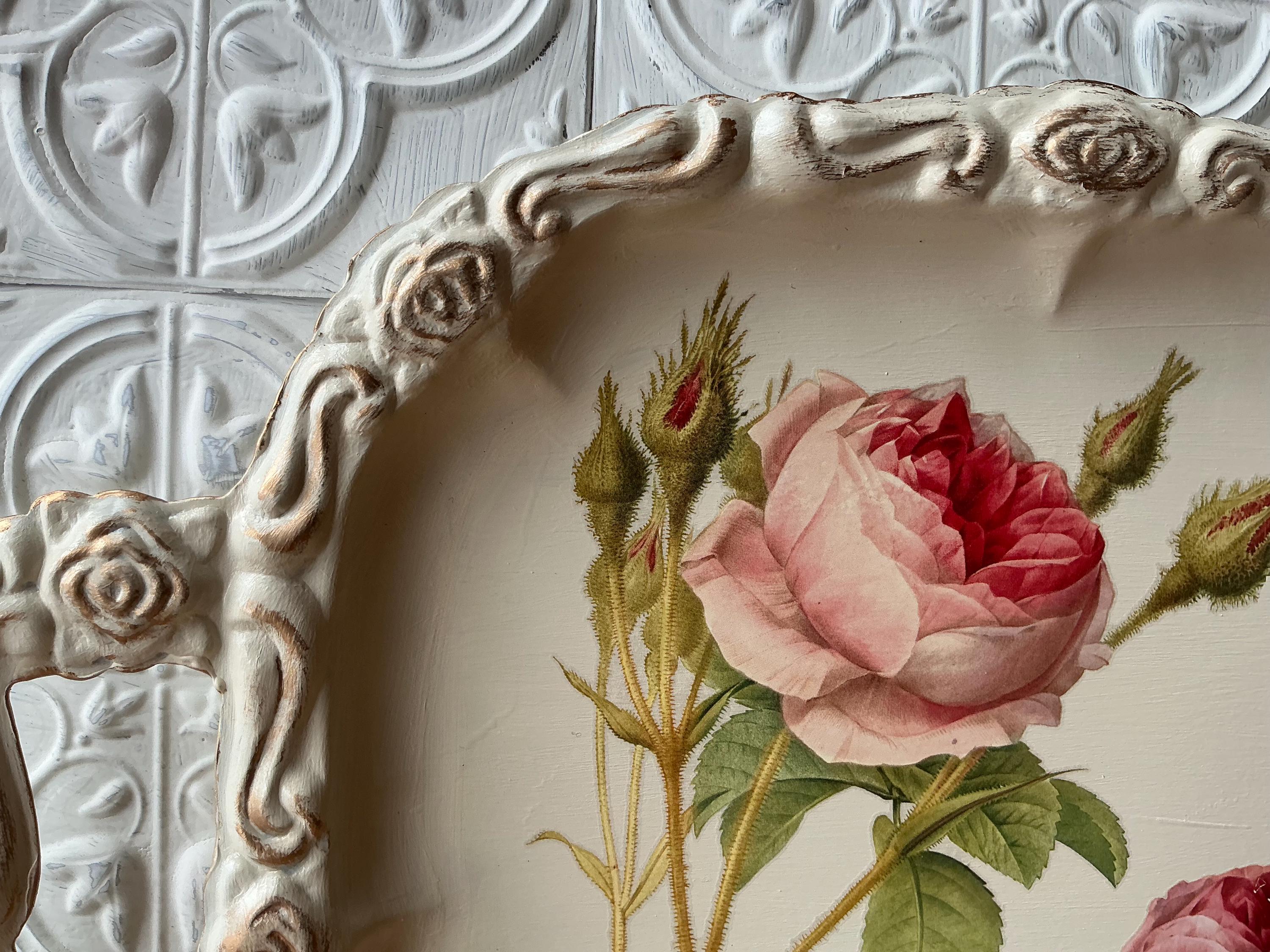 Botanical Rose Decorative Tray, Floral French Country Shabby Chic ...