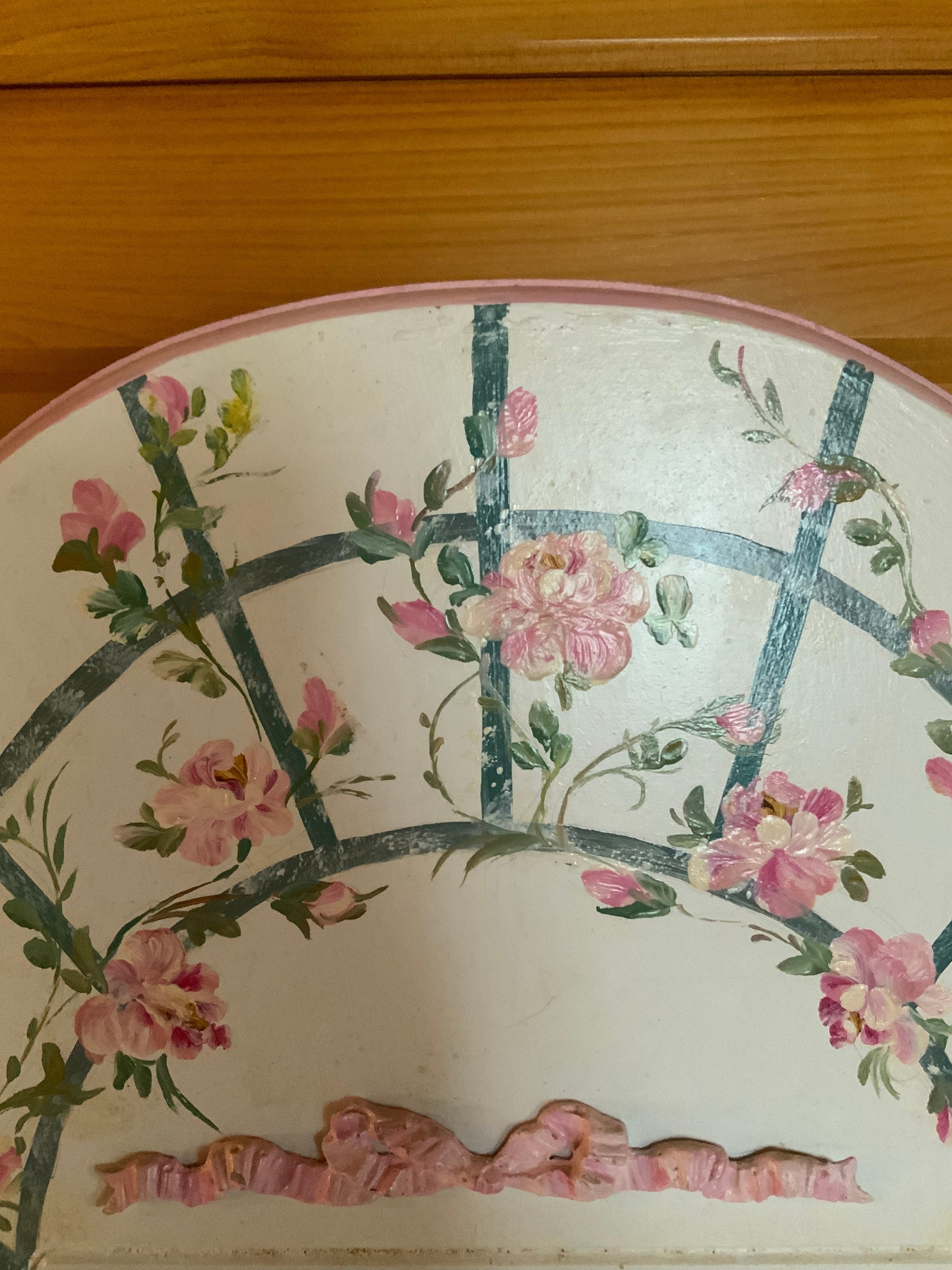 Hand Painted Floral Trellis Mirror, Vintage Beveled Cottage Decor - Etsy