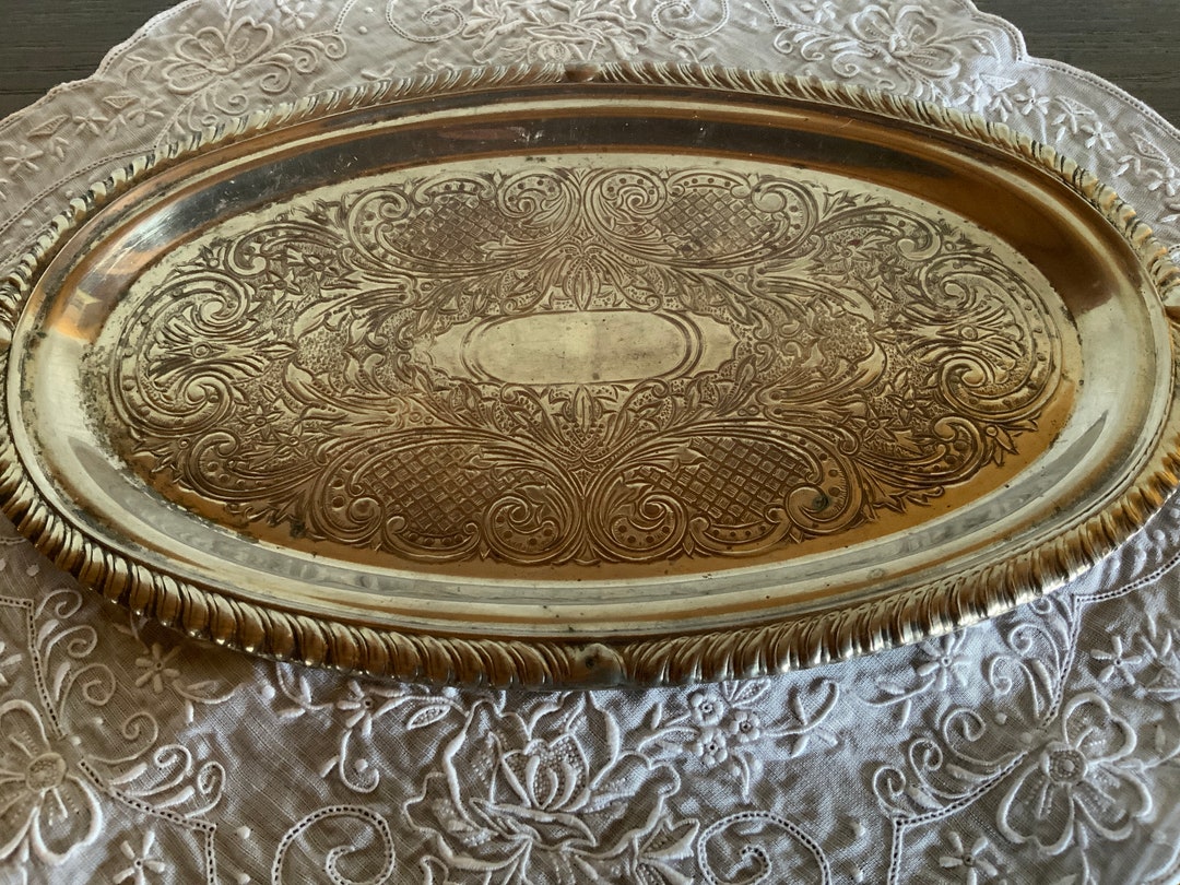 Vintage E.P on Copper Small Hostess Plate, Silver Plated Serving Tray ...
