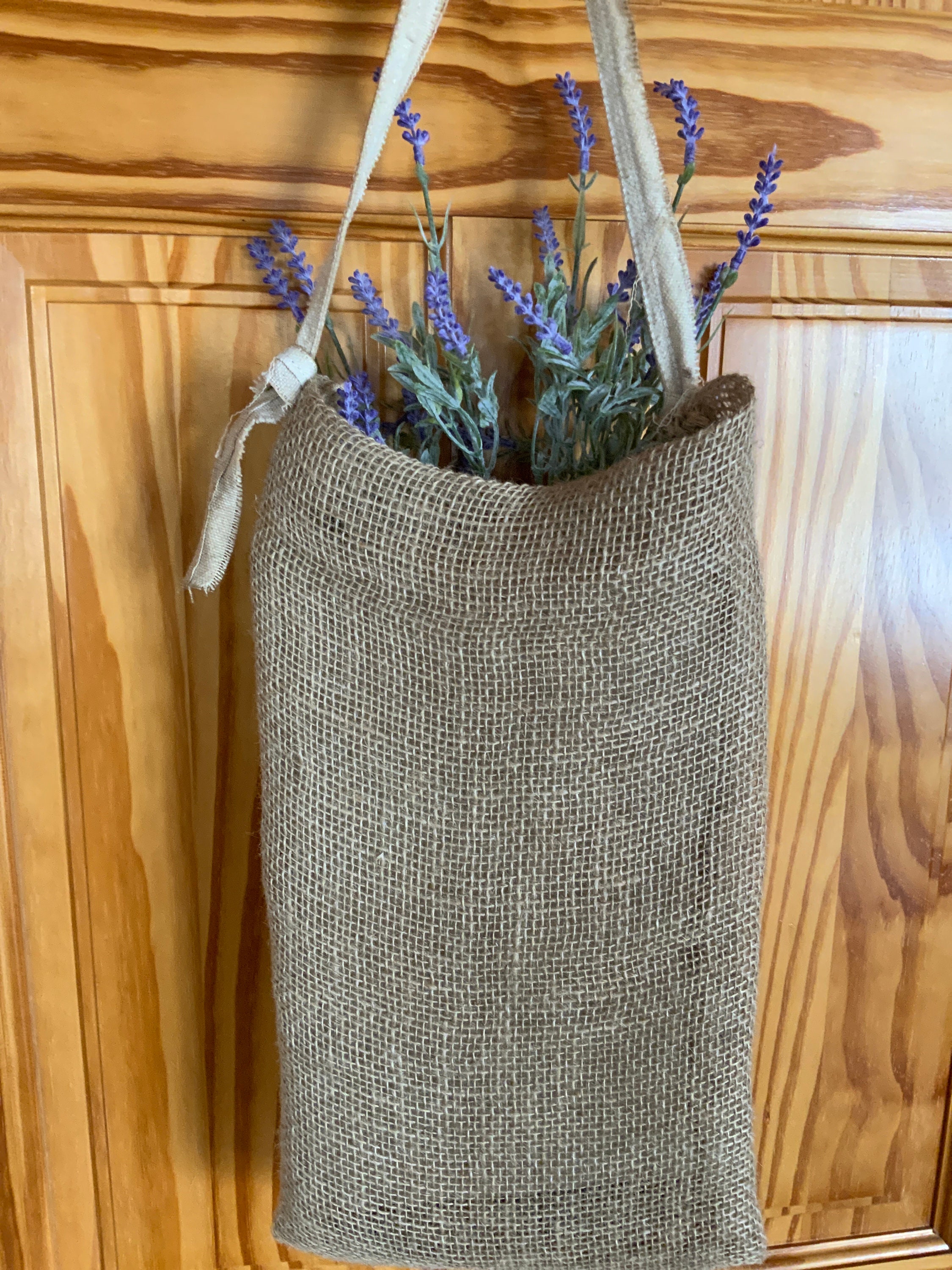 Burlap Fabric Wall Pocket, Peg Hook Bag, Door Hanger, French Country ...