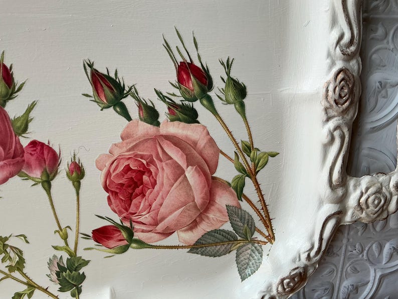 Botanical Rose Decorative Tray, Floral French Country Shabby Chic ...