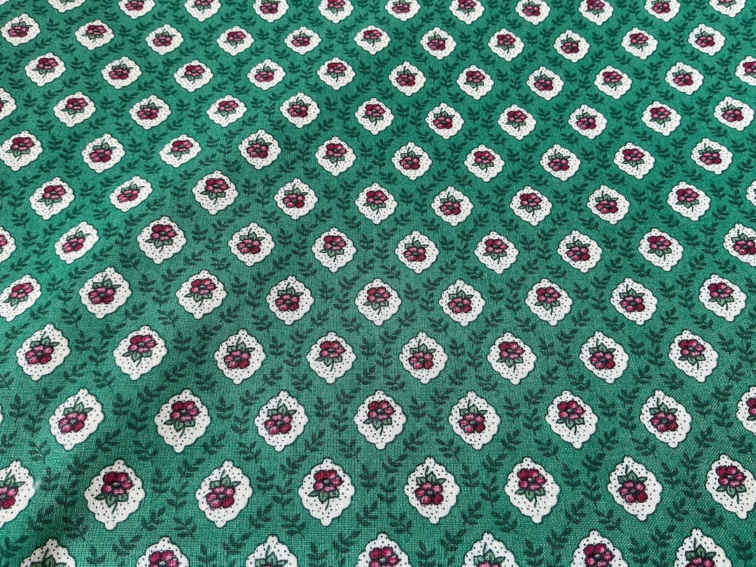 Vintage Green Small Print Fabric by the Yard, Fabric by Concord Fabrics ...
