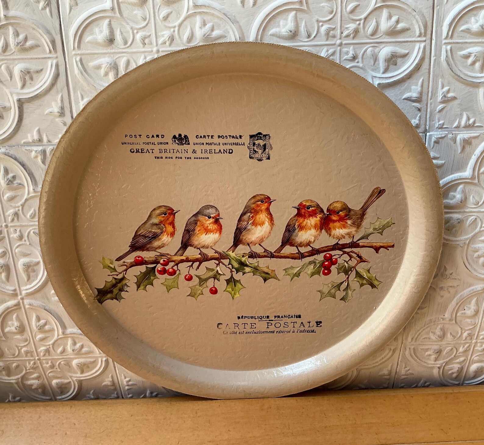 Decorative Upcycled Tray, Birds on a Branch Hand Painted Decorated ...
