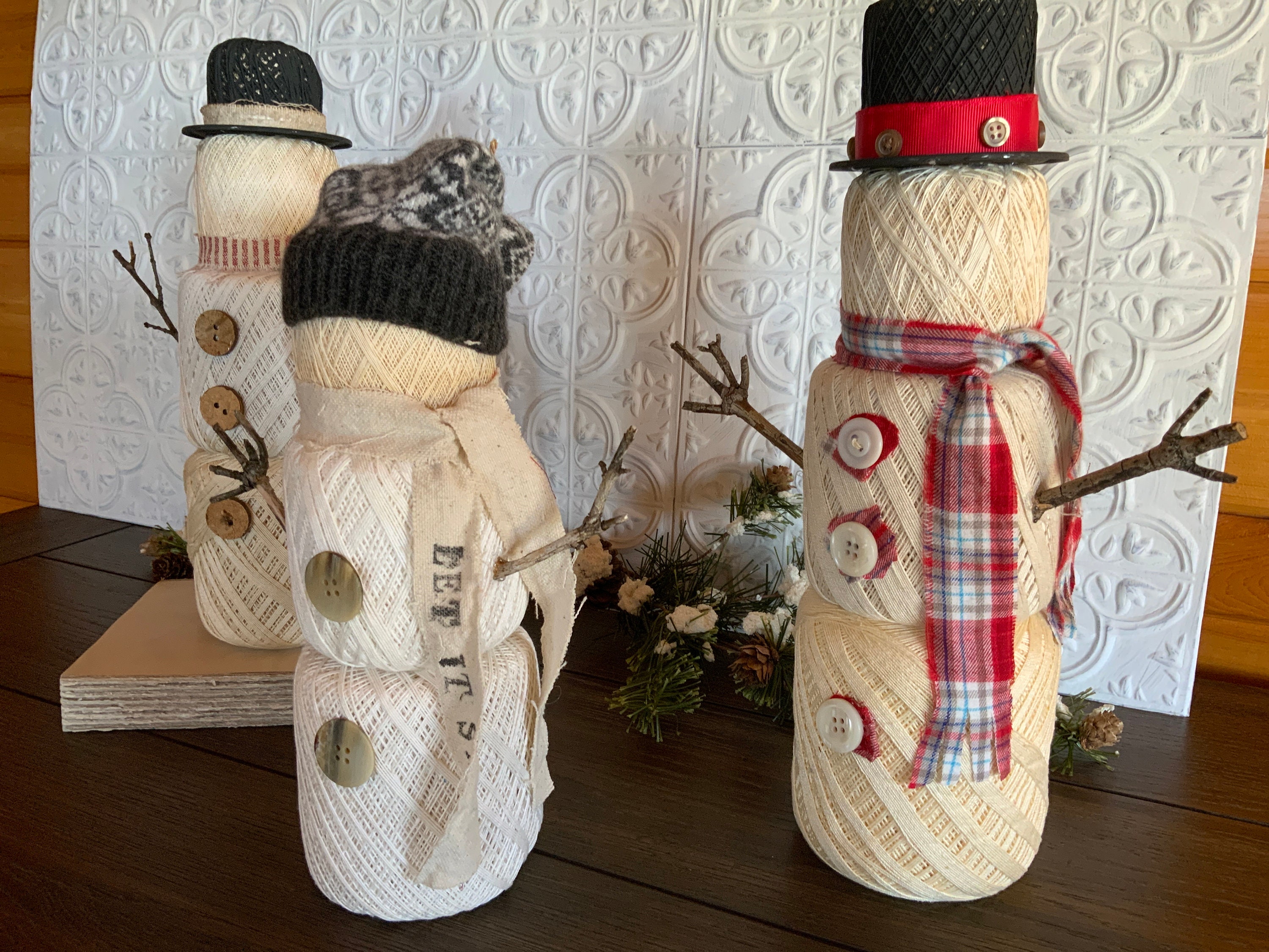 Snowman Crochet Spool, Christmas Decor, Winter Decor, Vintage Crochet ...