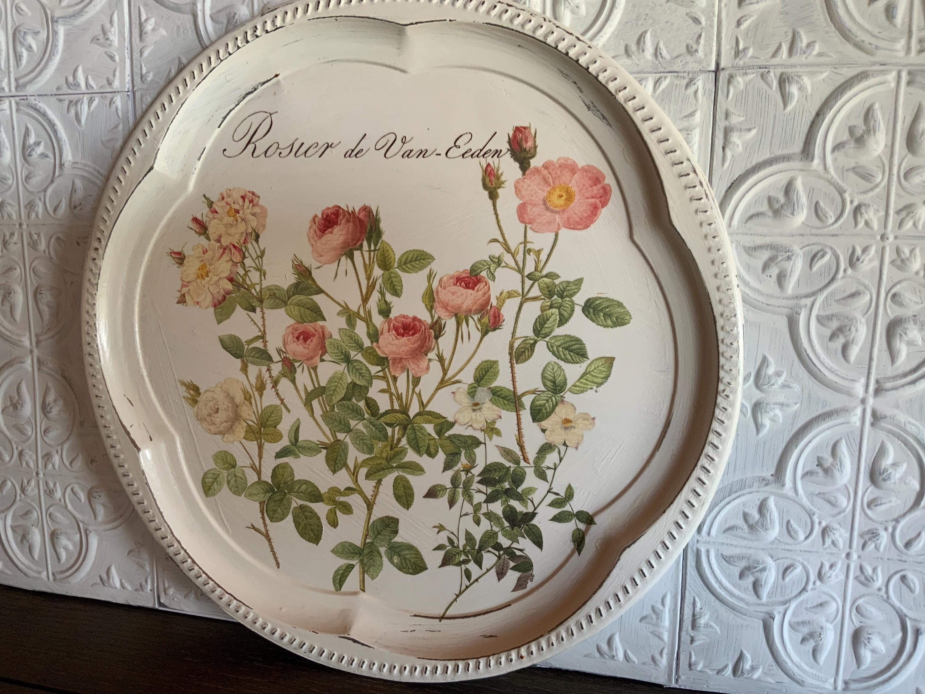 Botanical Roses Floral Decorative Tray, French Country Shabby Chic ...