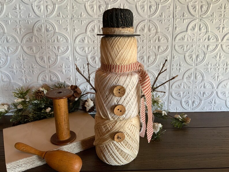 Snowman Crochet Spool, Christmas Decor, Winter Decor, Vintage Crochet ...