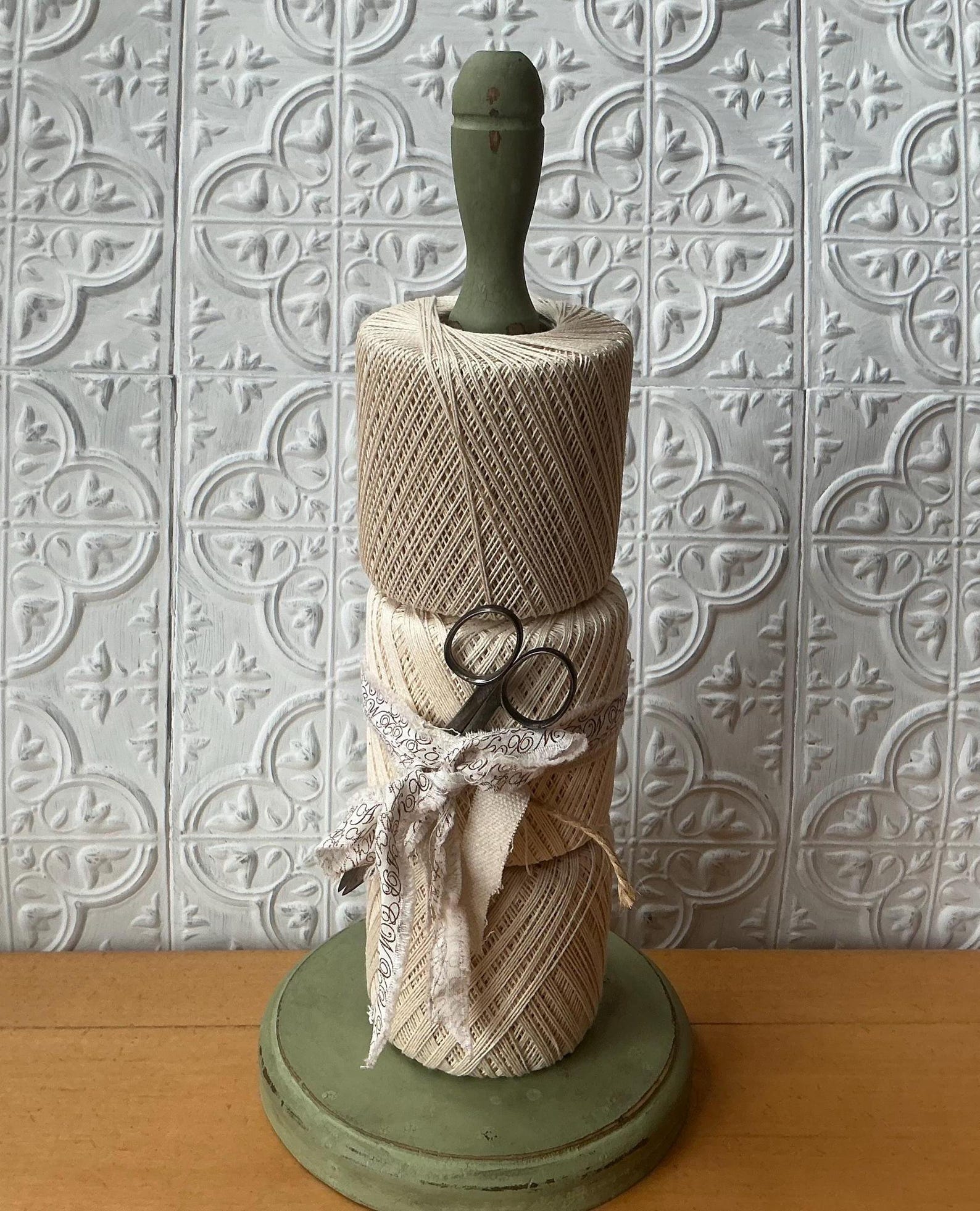 Rustic Decorative Spool Holder With Vintage Scissors and Thread ...