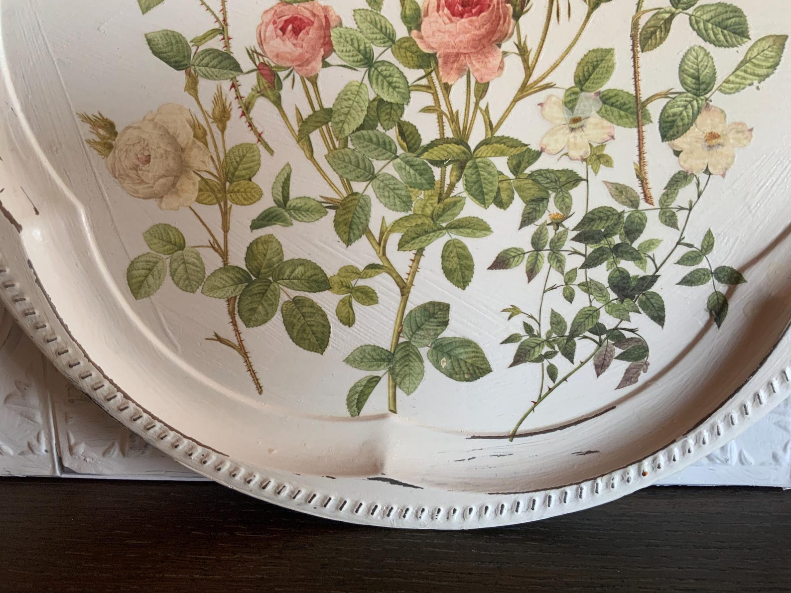 Botanical Roses Floral Decorative Tray, French Country Shabby Chic ...