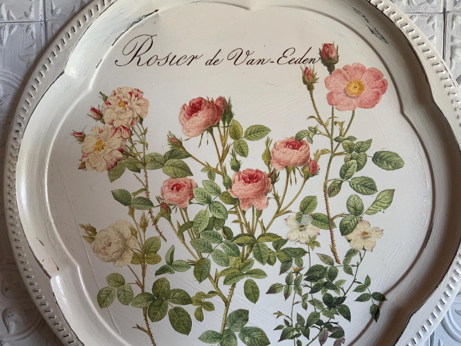 Botanical Roses Floral Decorative Tray, French Country Shabby Chic ...