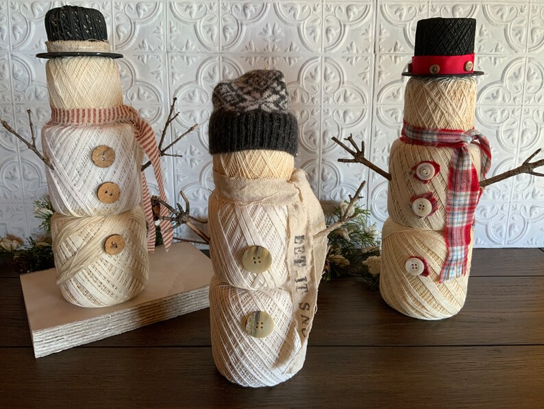 Snowman Crochet Spool, Christmas Decor, Winter Decor, Vintage Crochet ...