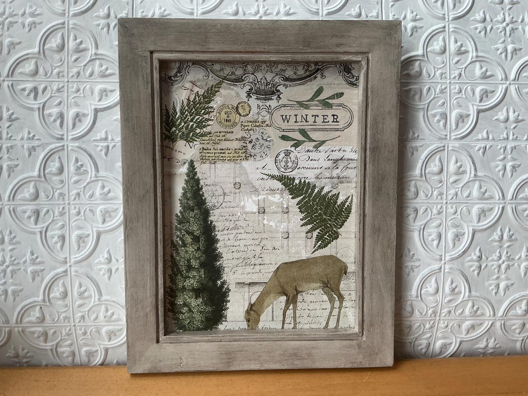 Winter Collage Framed Wall Art, Neutral Framed Art, Farmhouse, French ...