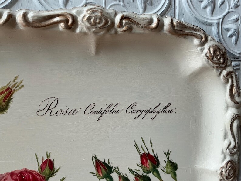Botanical Rose Decorative Tray, Floral French Country Shabby Chic ...