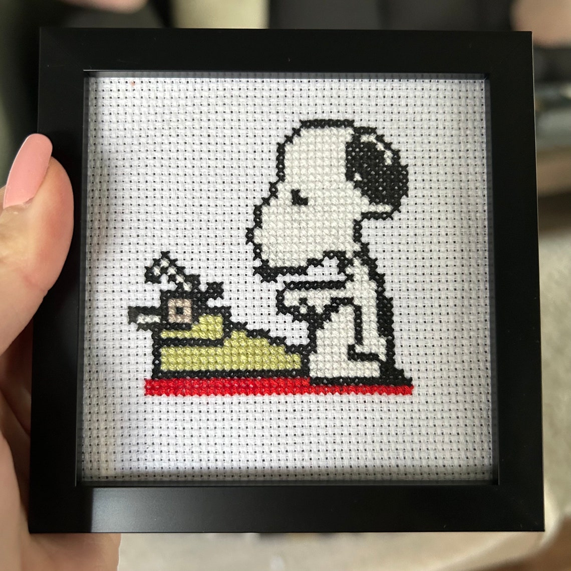 Peanuts Snoopy Typewriter Cross Stitch Wall Art FINISHED - Etsy