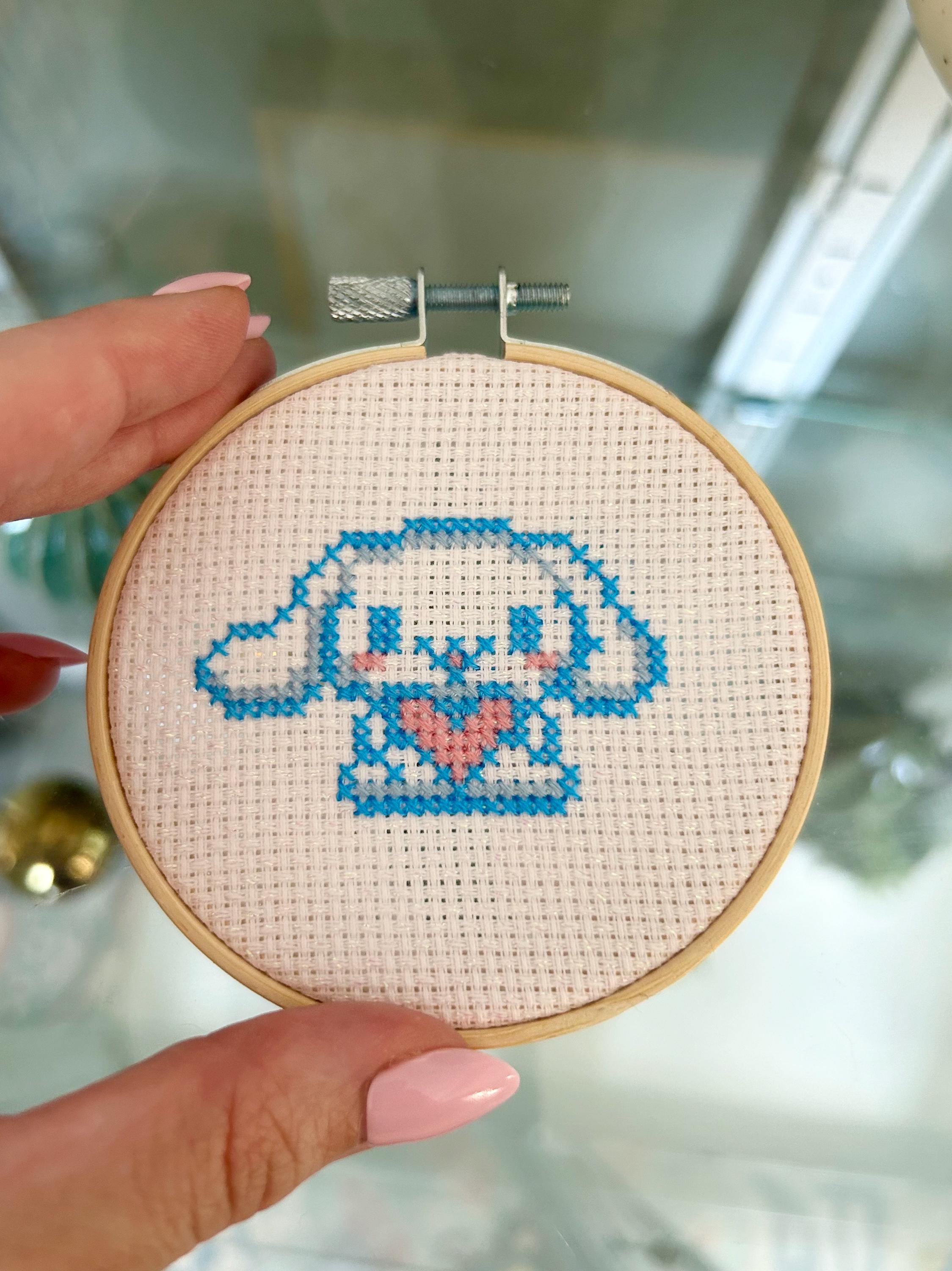 Sanrio Cinnamoroll Heart Cross Stitch Wall Art FINISHED - Etsy