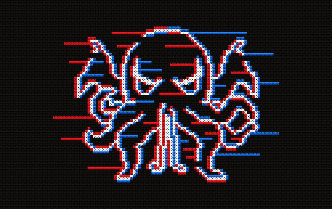 Cthulhu Cross Stitch Pattern in Glitch Art Style - Etsy