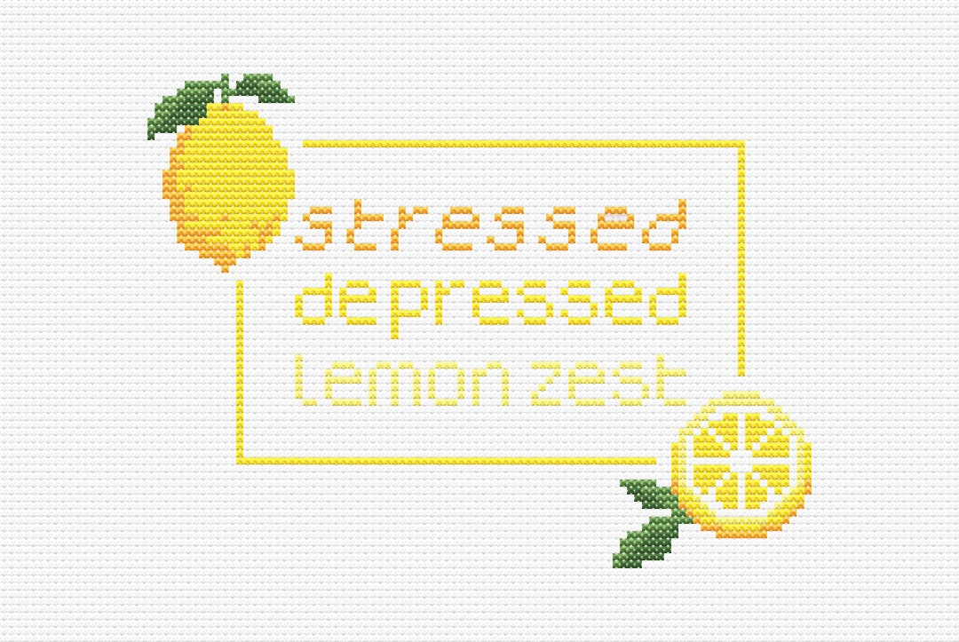 Stressed Depressed Lemon Zest Cross Stitch Kit - Etsy