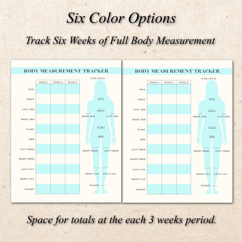 Daily Details | Six Week Body Measurement Tracker Journal - Etsy