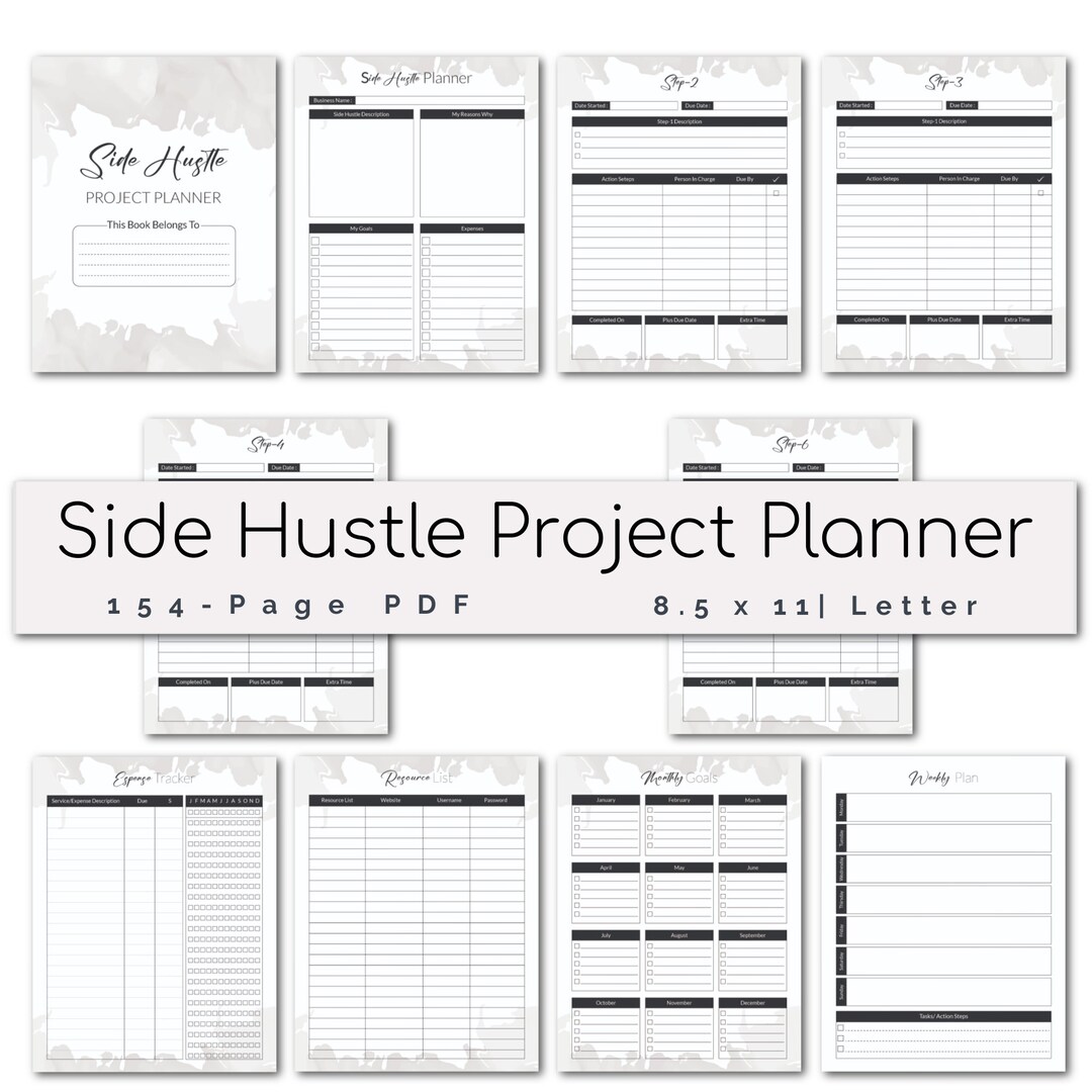Side Hustle Project Planner Multiple Sizes 157page Template - Etsy Side Hustle Project Planner Multiple Sizes 157page Template - Etsy
