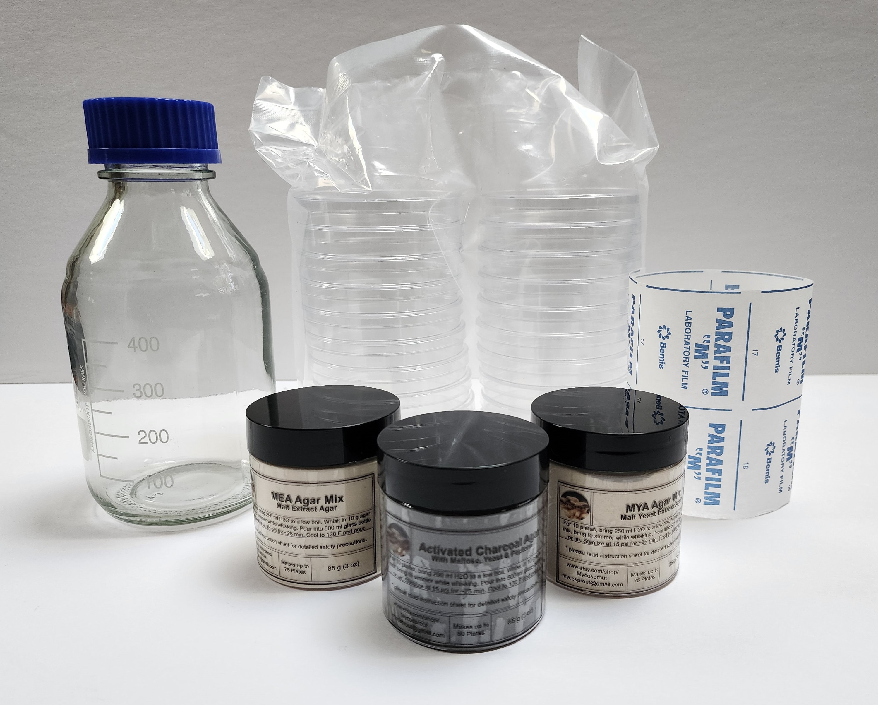 Mycology Agar Kit, W/ Nutrient Agar Variety Pack, 500 Ml Media Bottle ...