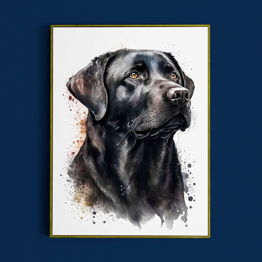 Watercolor Black Labrador Retriever Lab Digital Download Printable Wall ...