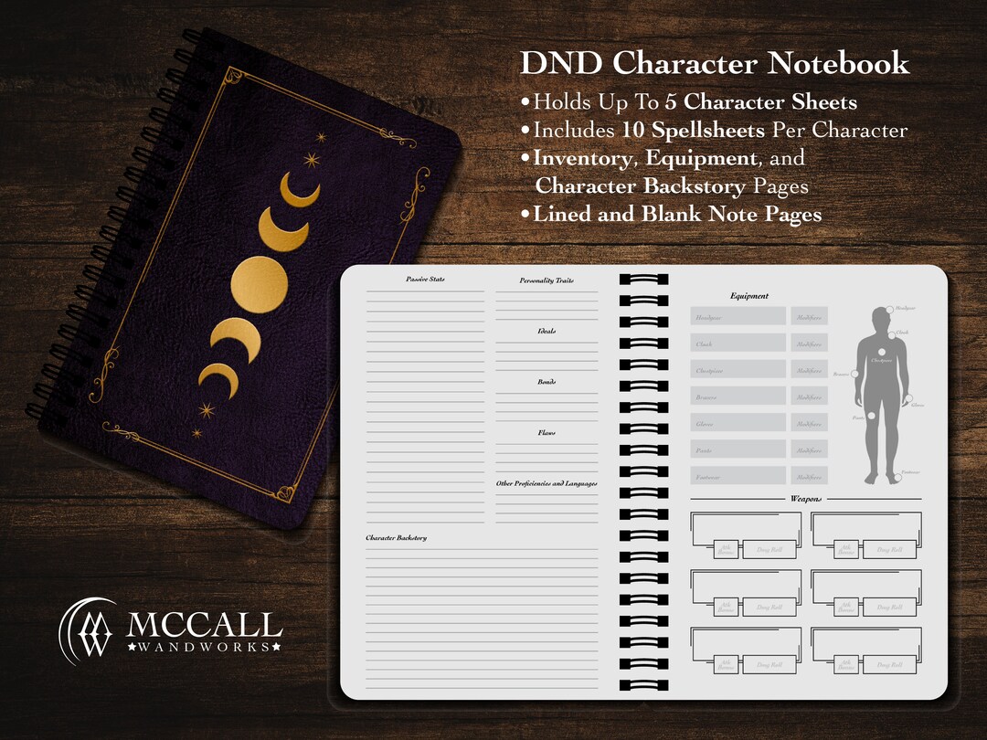 DND 5E Notebook With Character Sheets 5.5 8.5 100 Pages Soft Cover - Etsy