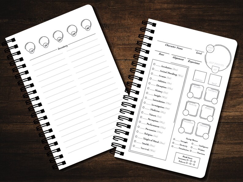 Spiral Notebook DND Character Sheets 5.5 8.5 100 Pages Soft Cover - Etsy
