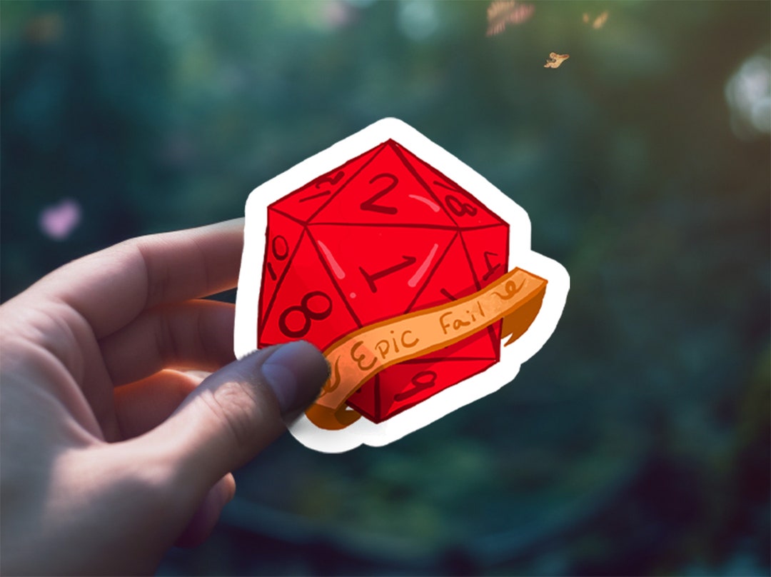 D20 Epic Fail Aesthetic Sticker Laptop Water Bottle Vinyl Sticker - Etsy